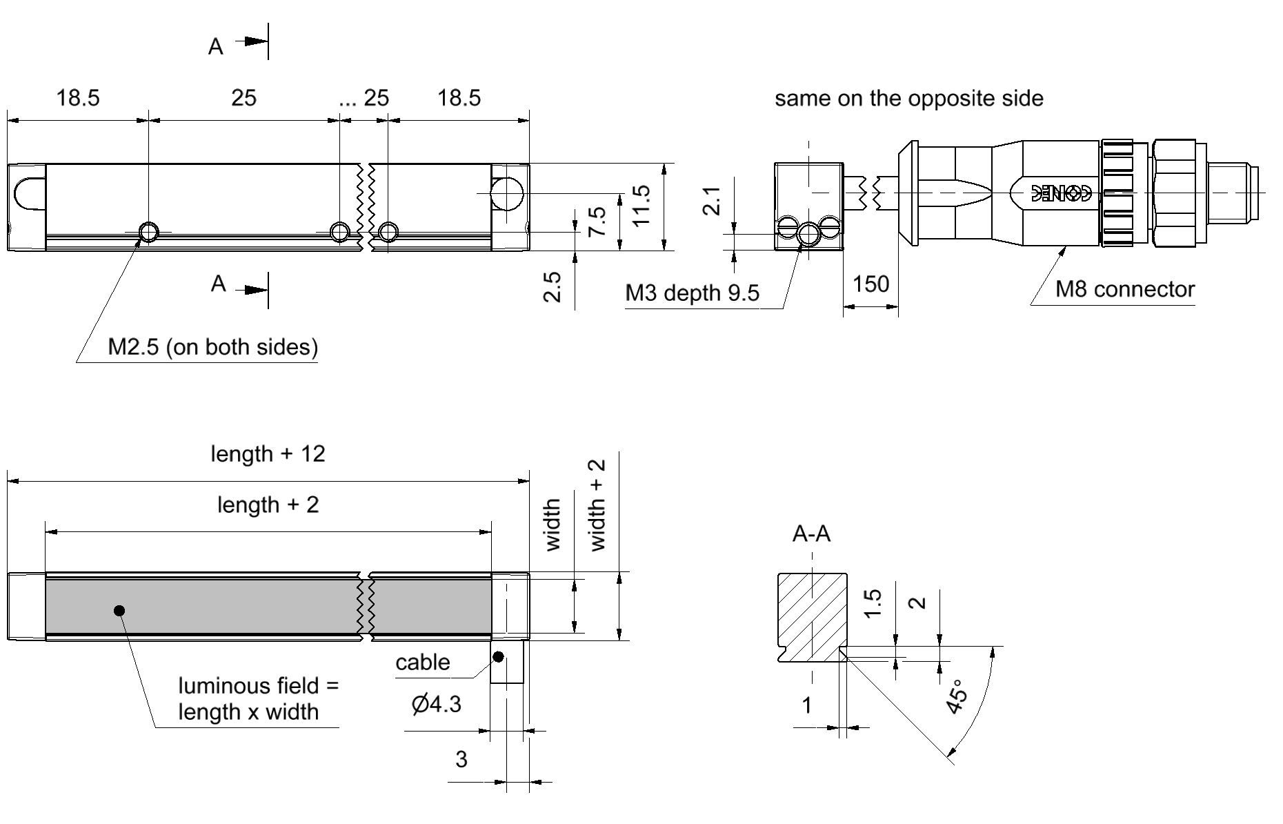 Directed Bar Light - LAL7x75-W5K7/UDC/-a - Luminous Field Size 7 mm x..