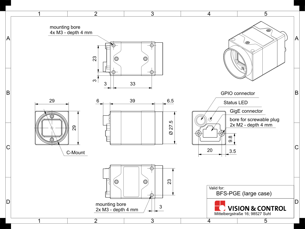 Camera for Multi-Camera Systems - BFS-PGE-27S5C-C PoE