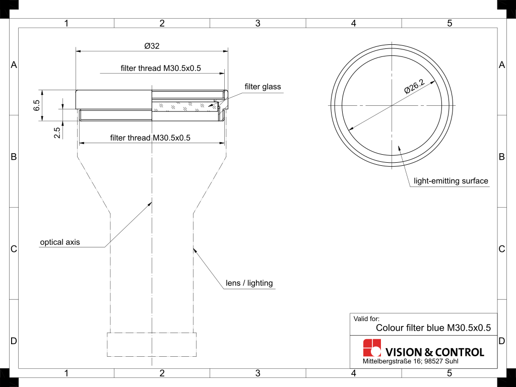 Colour Filter Blue - Colour filter blue M30.5x0.5