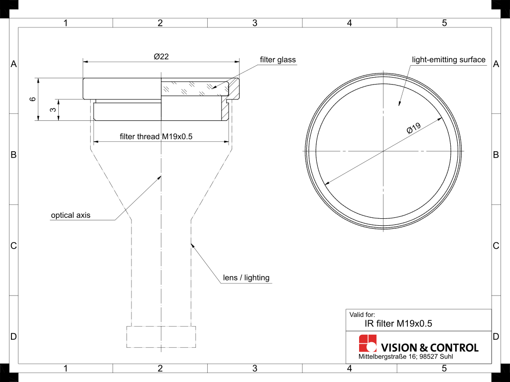Daylight Blocking Filter - IR filter M19x0.5