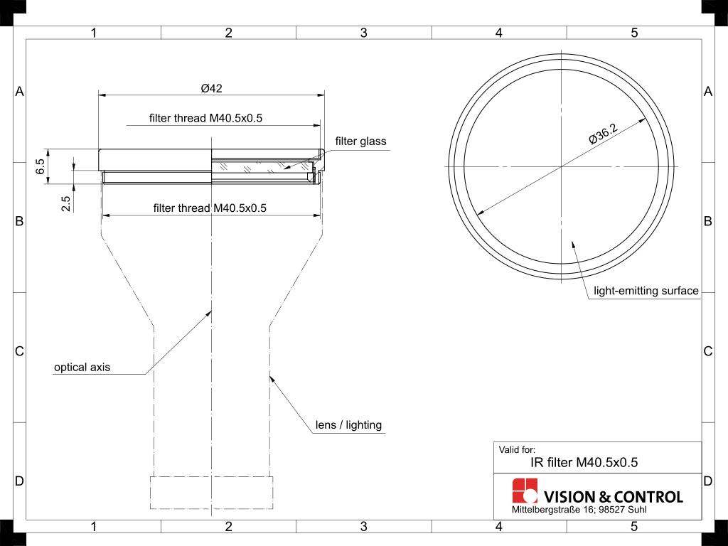 Daylight Blocking Filter - IR filter M40.5x0.5