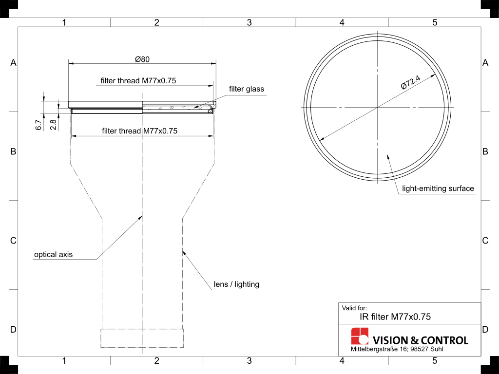 Daylight Blocking Filter - IR filter M77x0.75