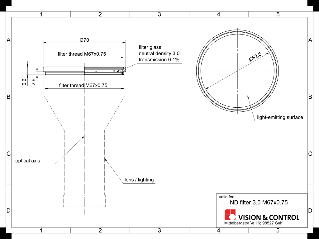 Neutral density filter - ND filter 3.0 M67x0.75