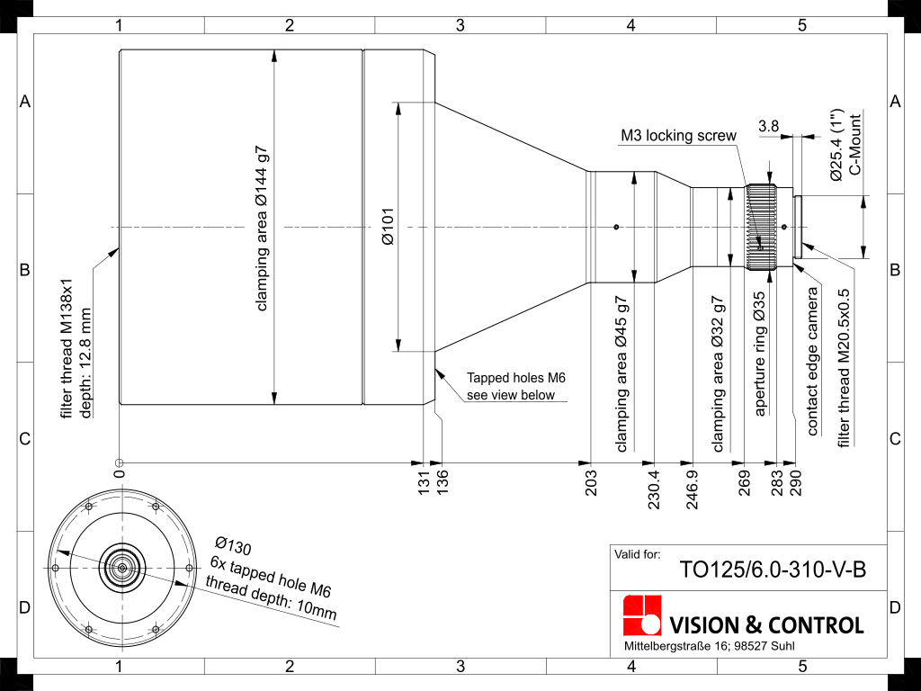 vicotar® Telecentric Lens - TO125/6.0-310-V-BW