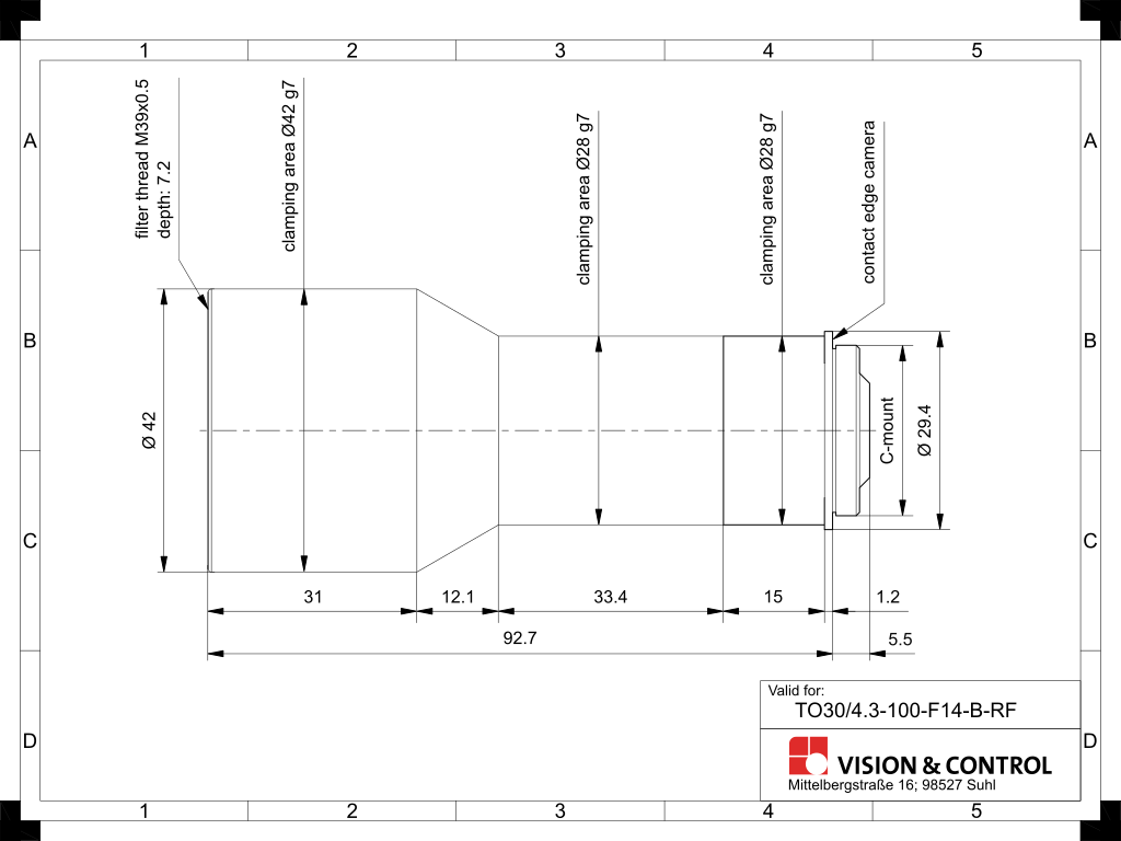 Telecentric lenses vicotar | Vision & Control
