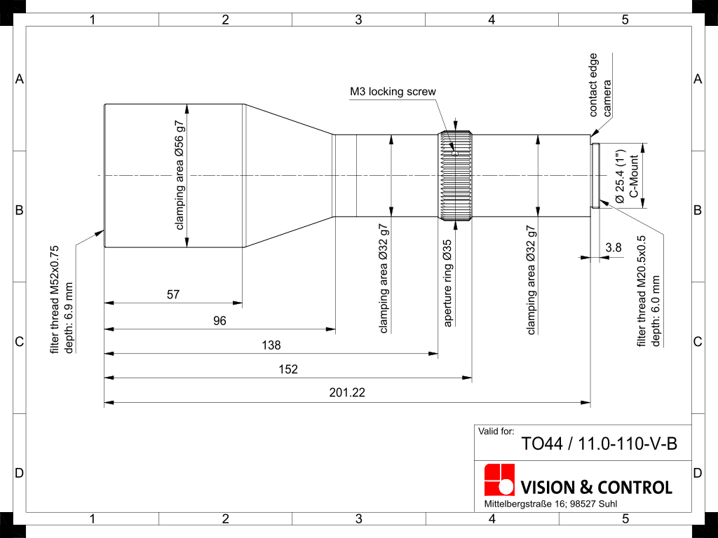 vicotar® Telecentric Lens - TO44/11.0-110-V-BW