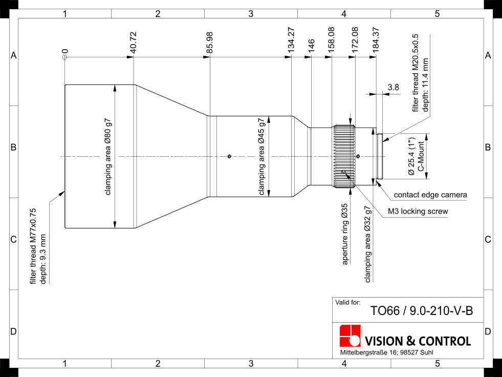 vicotar® Telecentric Lens - TO66/9.0-210-V-BW